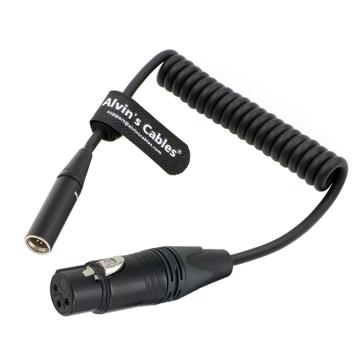 Alvin's Cables Mini XLR 3 Pin Male to XLR 3 Pin Female Coiled Audio Ca